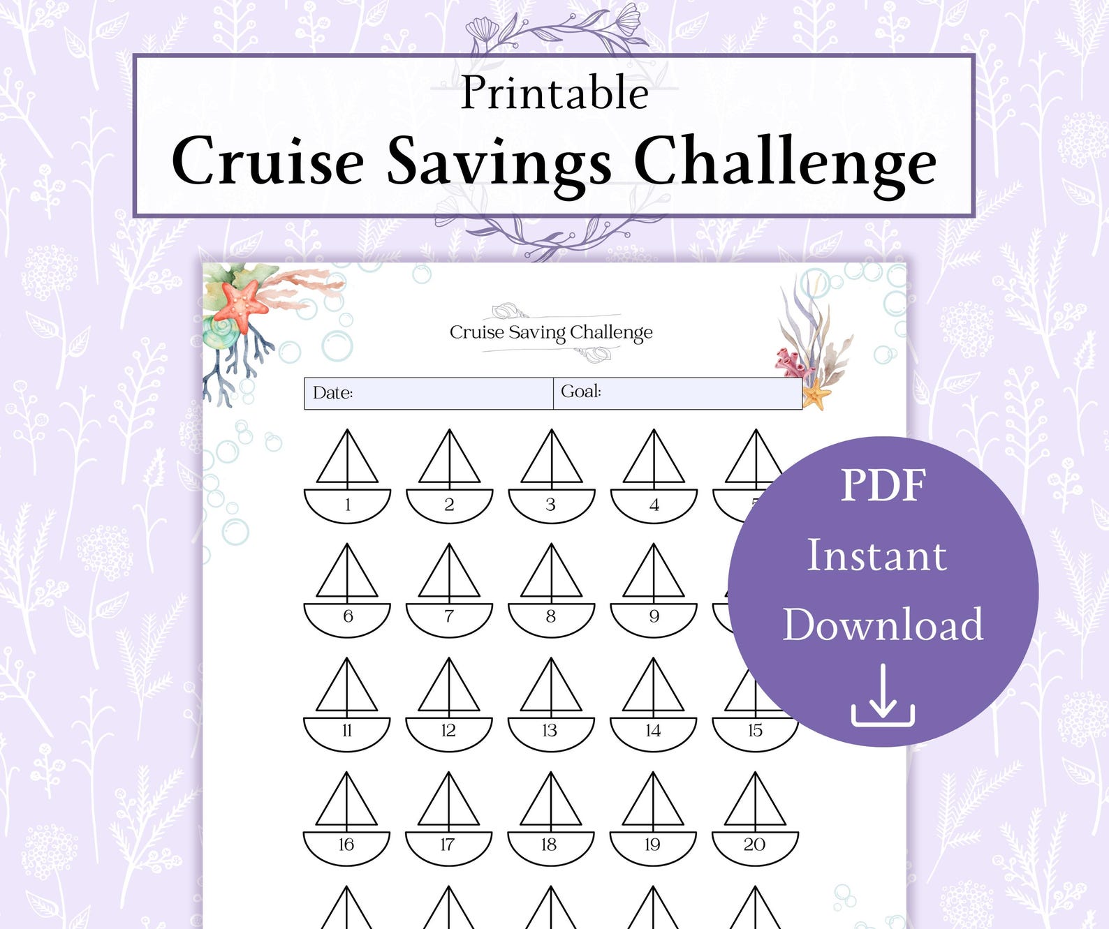 Cruise Savings Challenge Printable PDF | Cruise Budget Planner | 30 Day ...