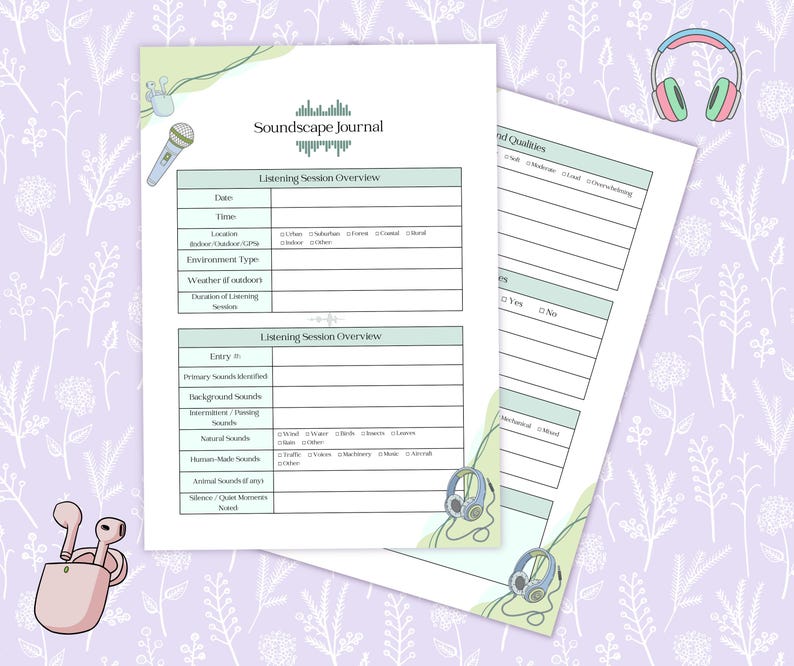 Soundscape Journal Printable PDF, Audio Observation Log & Field ...