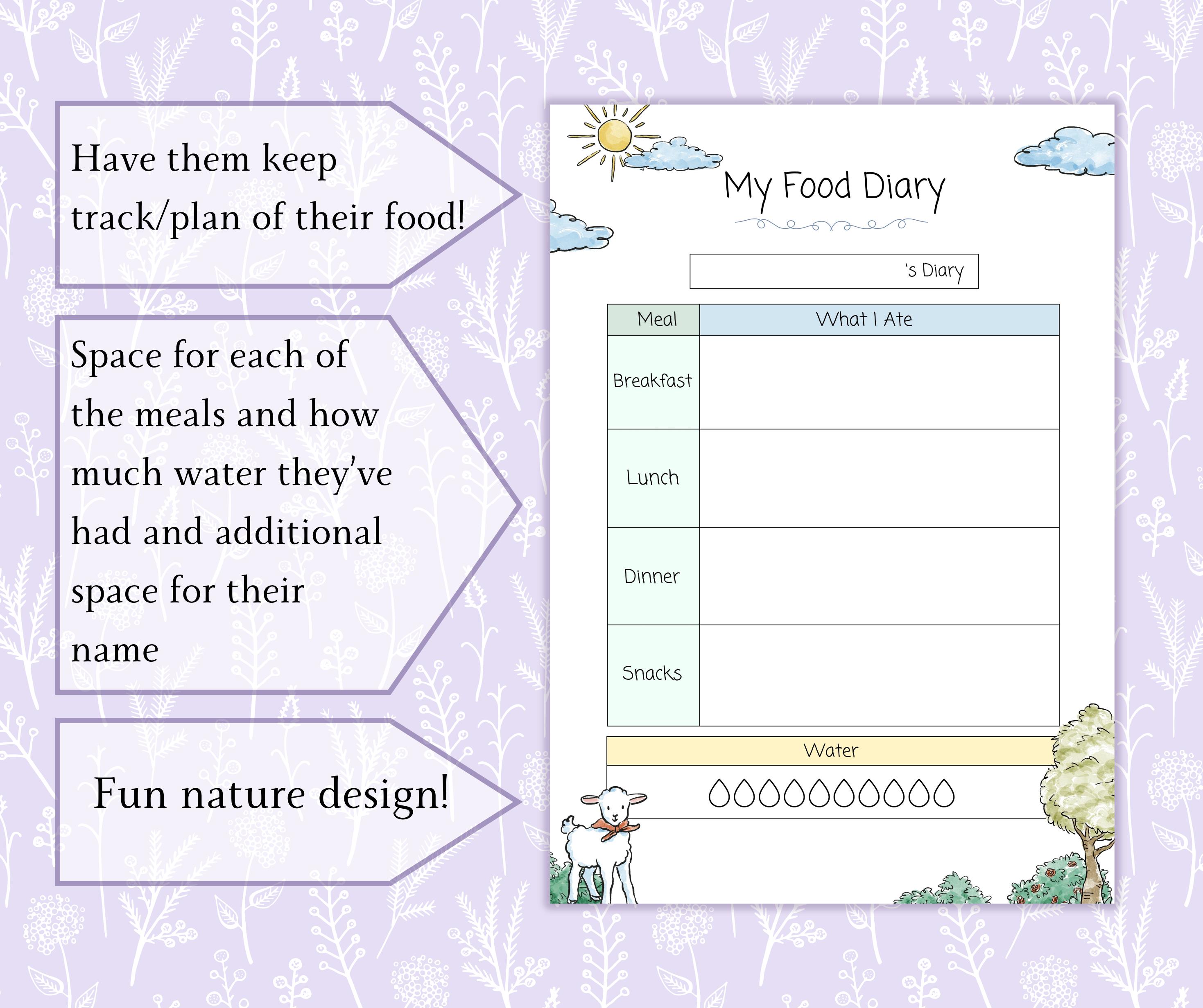 My Food Diary Printable PDF | Mealtime Chart | Toddler Meal Plan | Kids ...