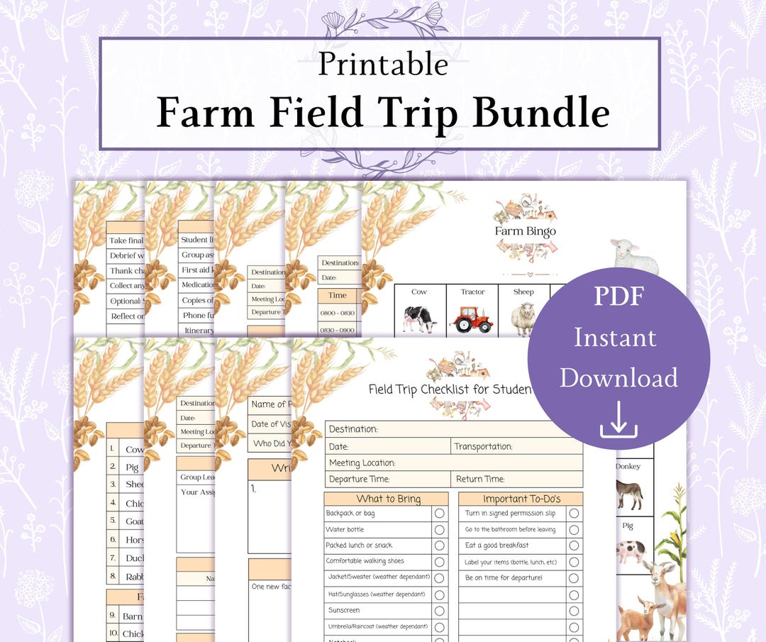 Farm Field Trip Bundle Printable PDF, Farm Activity Bundle, Farm ...