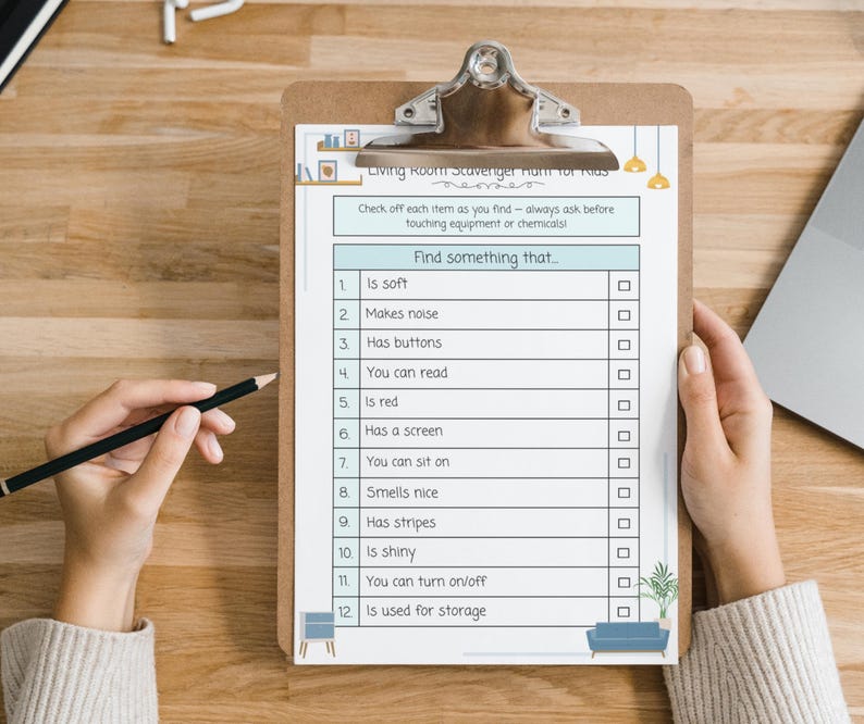 Living Room Scavenger Hunt for Kids Printable PDF, Indoor Activity Game ...