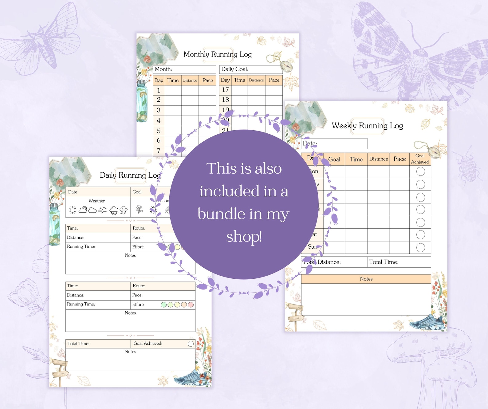 Daily Running Log Printable PDF | Running Chart | Running Log Book ...