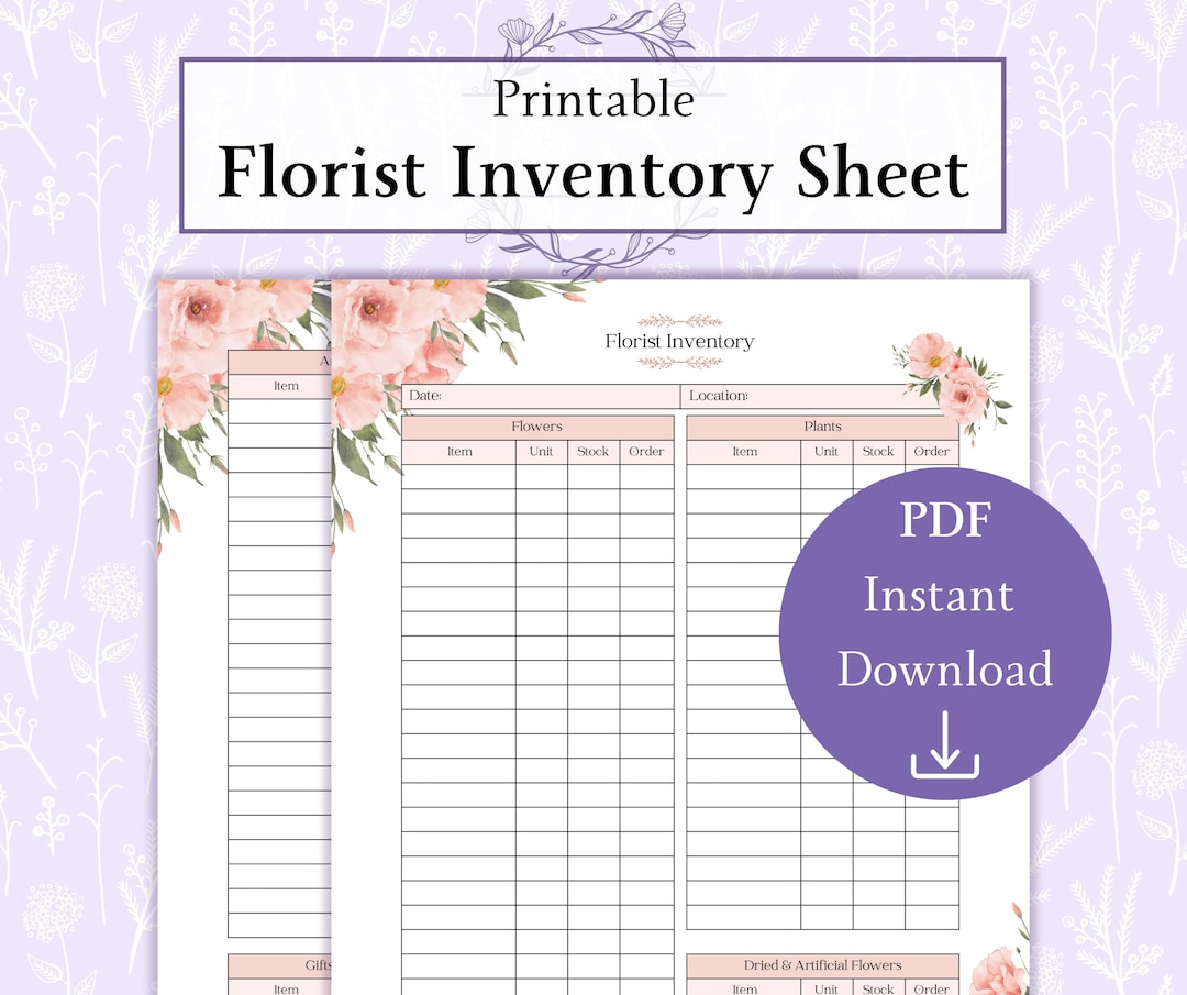 Florist Inventory Sheet Printable PDF | Florist Unit List | Inventory ...