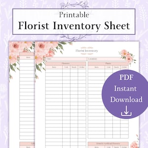 Florist Inventory Sheet Printable PDF | Florist Unit List | Inventory ...