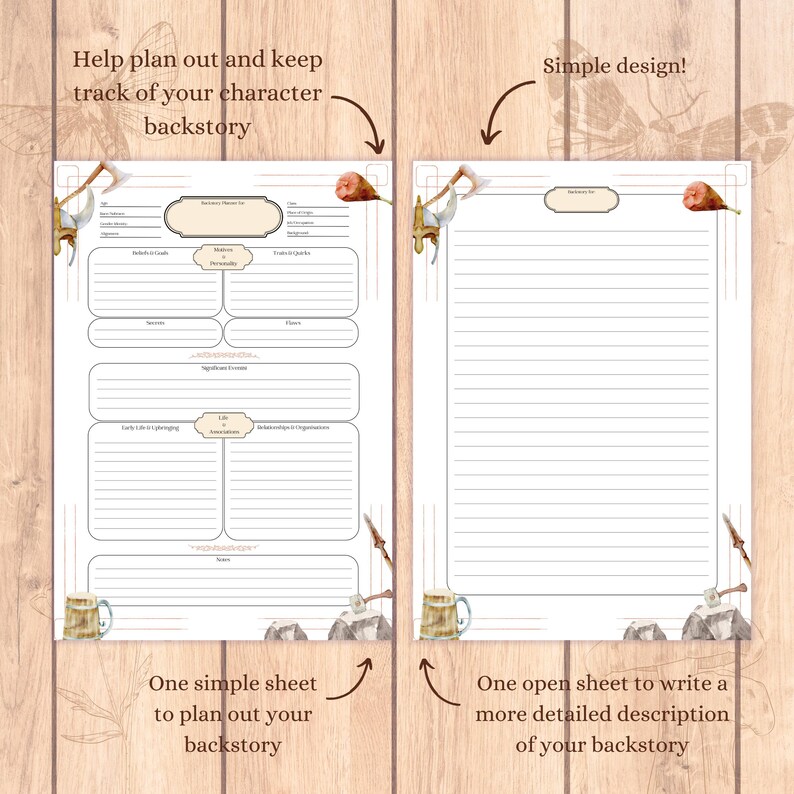 Barbarian Character Backstory Sheet Printable PDF | Dnd Class Barbarian ...