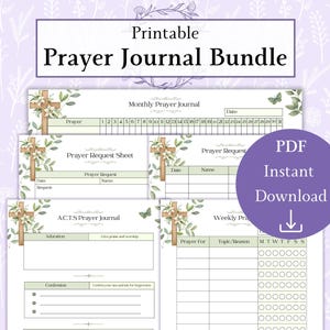 Prayer Journal Bundle Printable PDF | Prayer Request List | Weekly ...