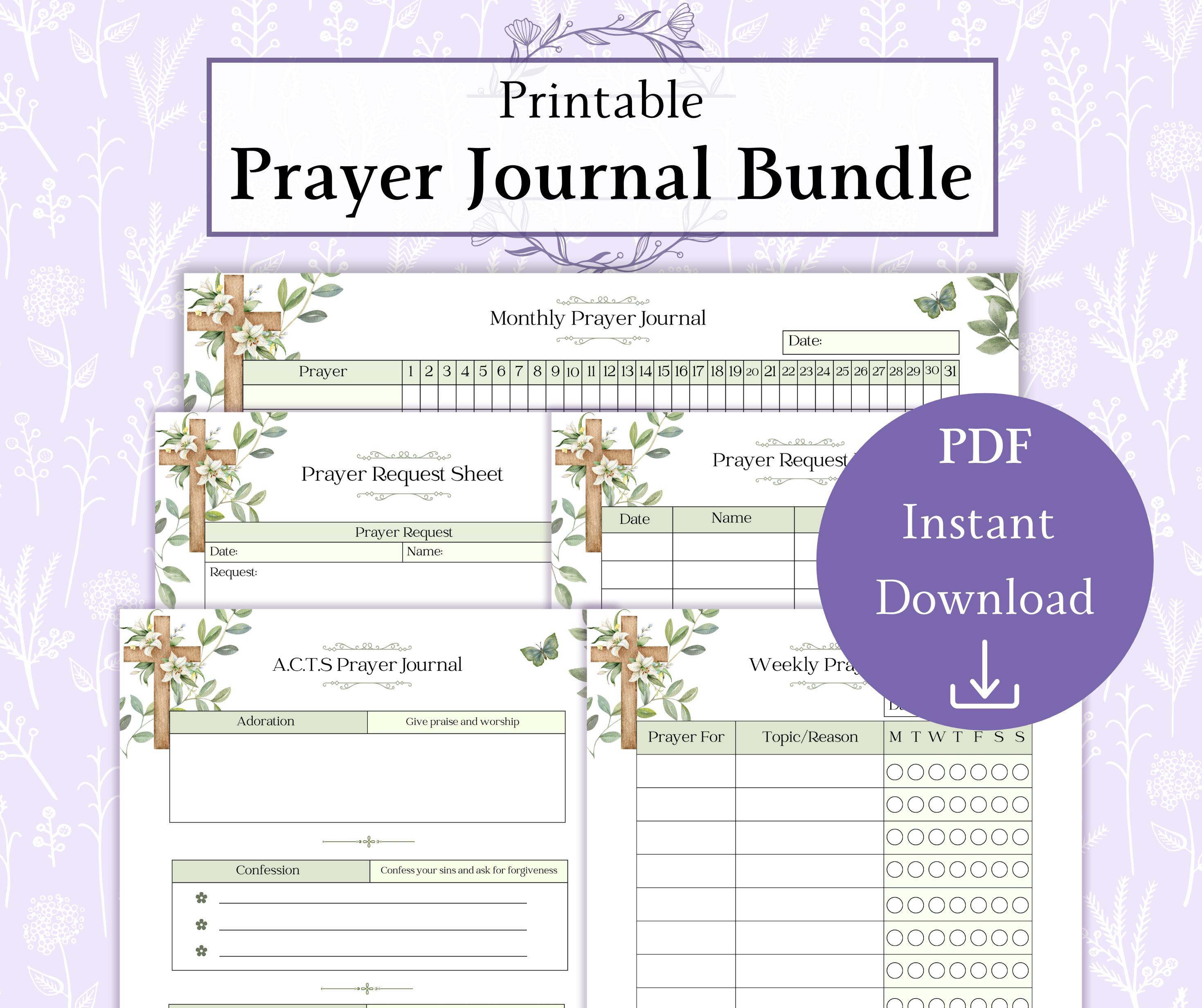 Prayer Journal Bundle Printable PDF | Prayer Request List | Weekly ...