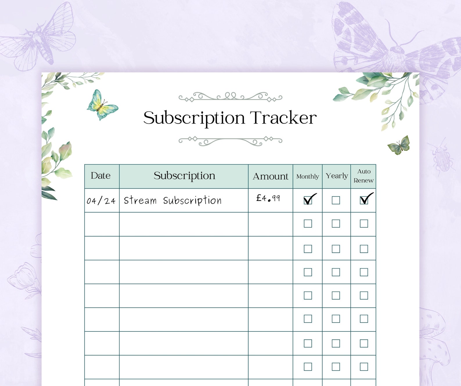 Subscription Tracker Printable PDF | Membership Tracker | Expense Log ...
