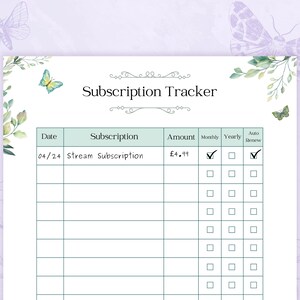 Subscription Tracker Printable PDF | Membership Tracker | Expense Log ...