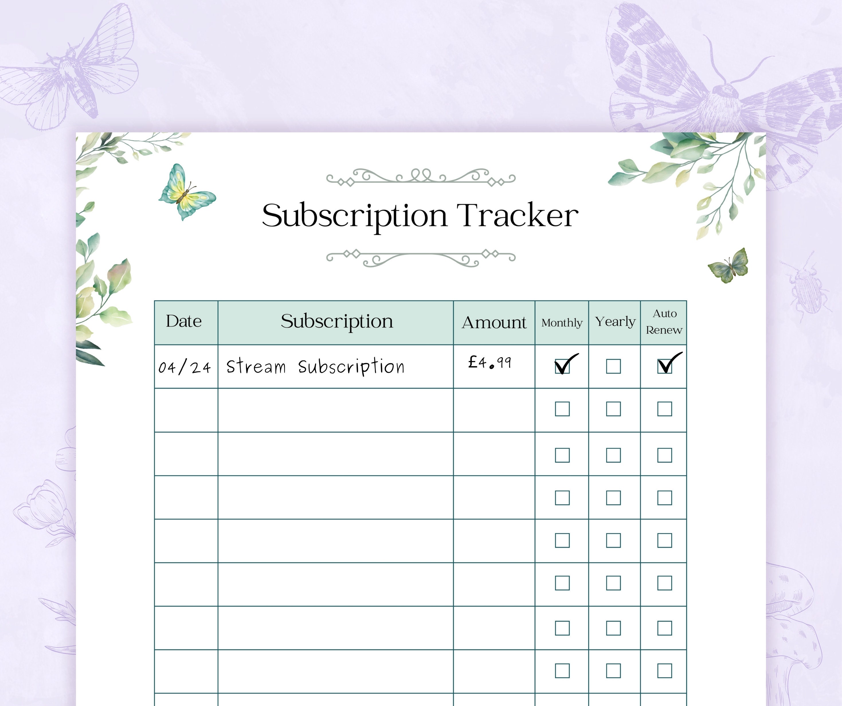 Subscription Tracker Printable PDF | Membership Tracker | Expense Log ...