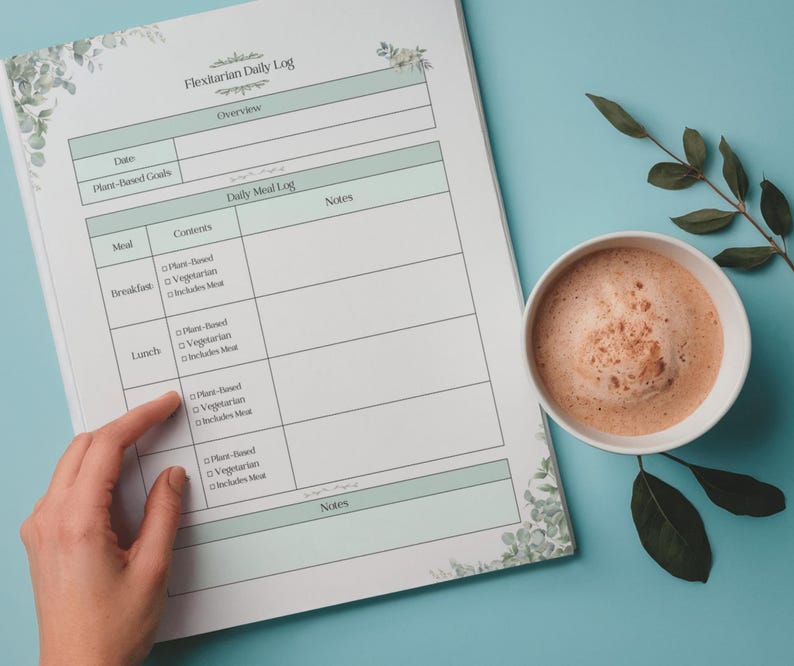 Daily Flexitarian Meal Tracker Printable PDF, Plant Based Food Log ...