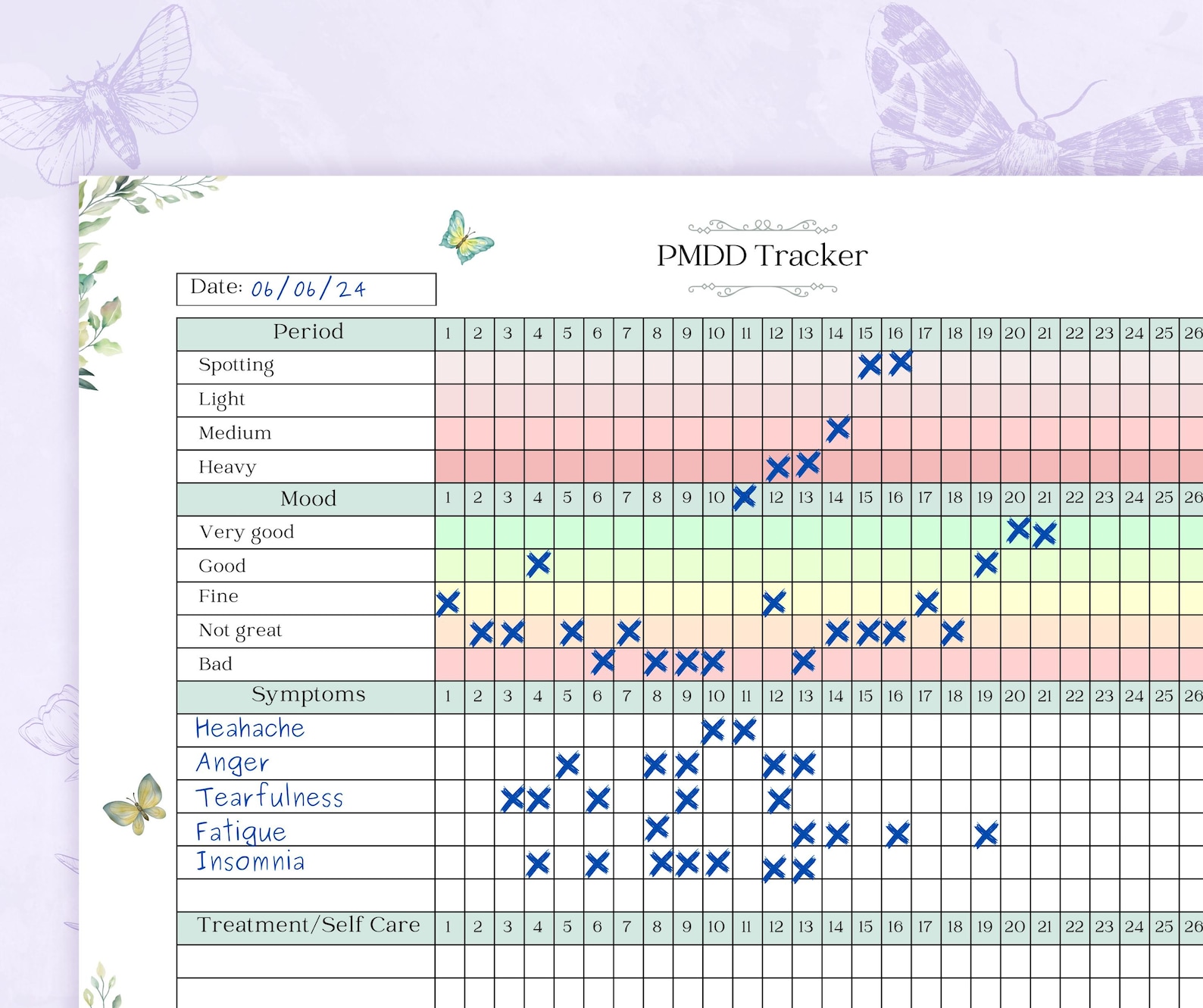 PMDD Tracker Printable PDF | Period Tracker Symptom Journal ...