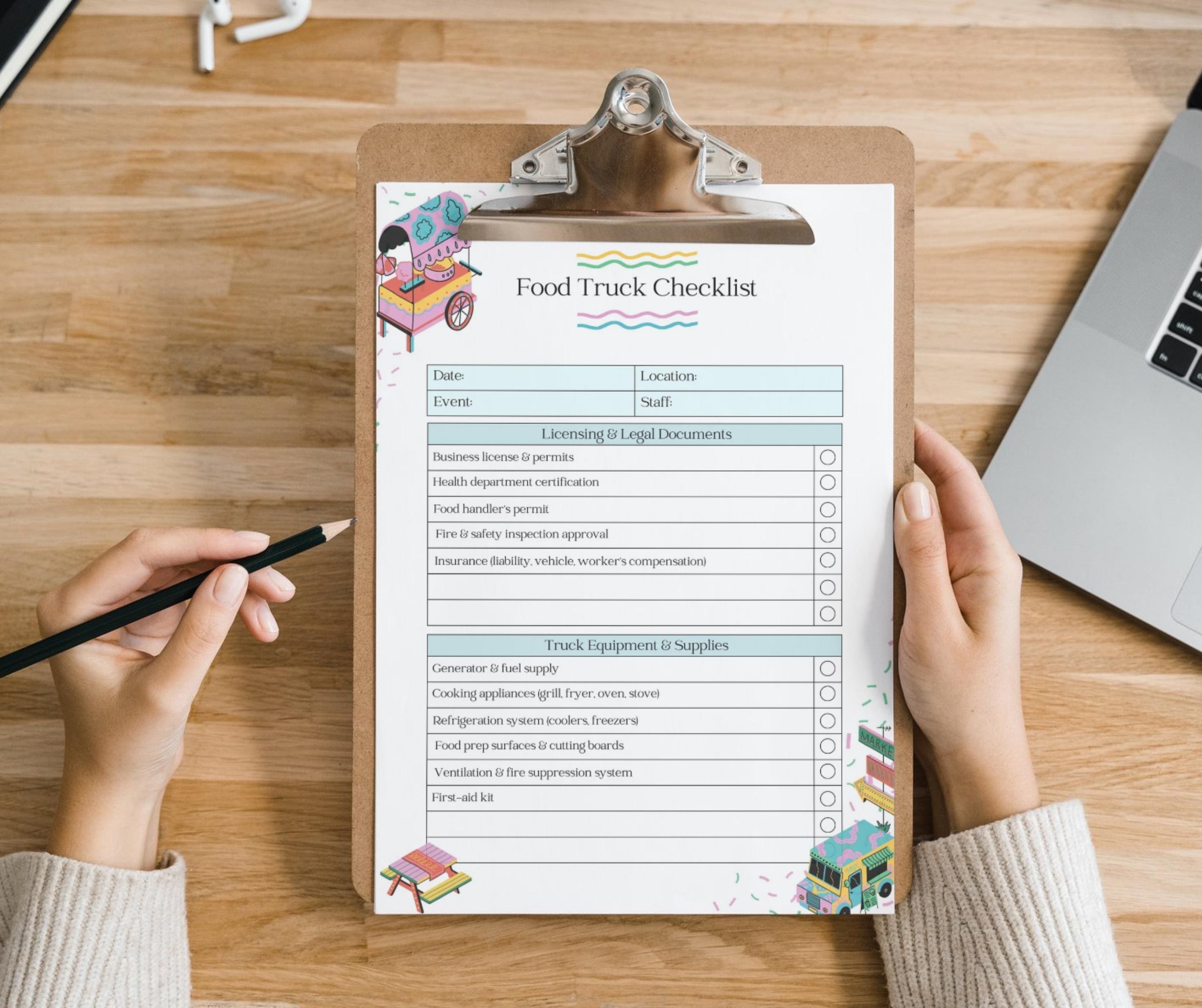 Food Truck Checklist Printable PDF | Food Truck Business Forms ...