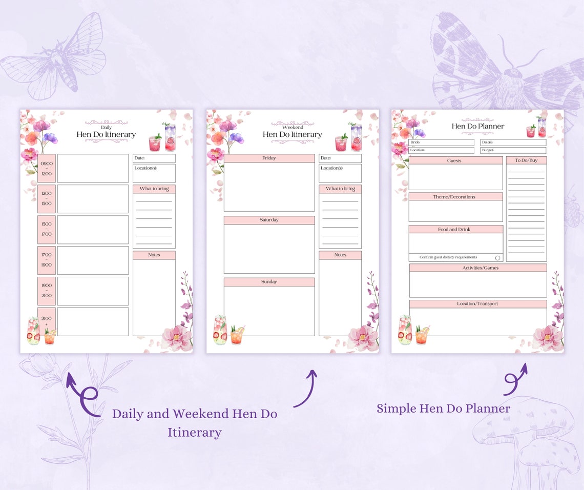 Hen Do Planning Bundle Printable PDF | Hen Do Itinerary | Weekend and ...