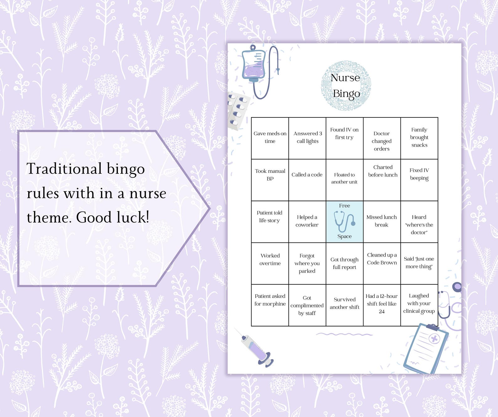 Nursing Bingo Printable PDF | Nurse Bingo Cards Sheet | Nurse Week ...
