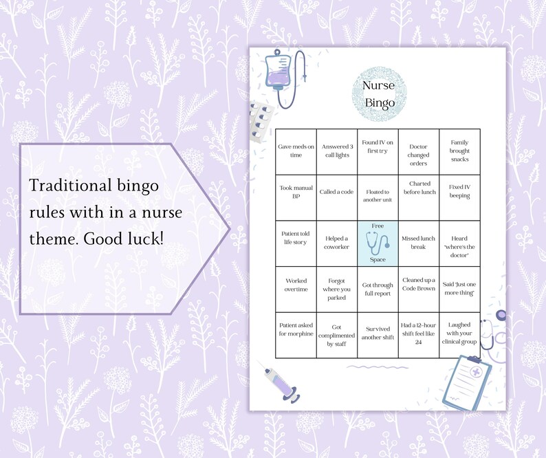 Nursing Bingo Printable PDF | Nurse Bingo Cards Sheet | Nurse Week ...