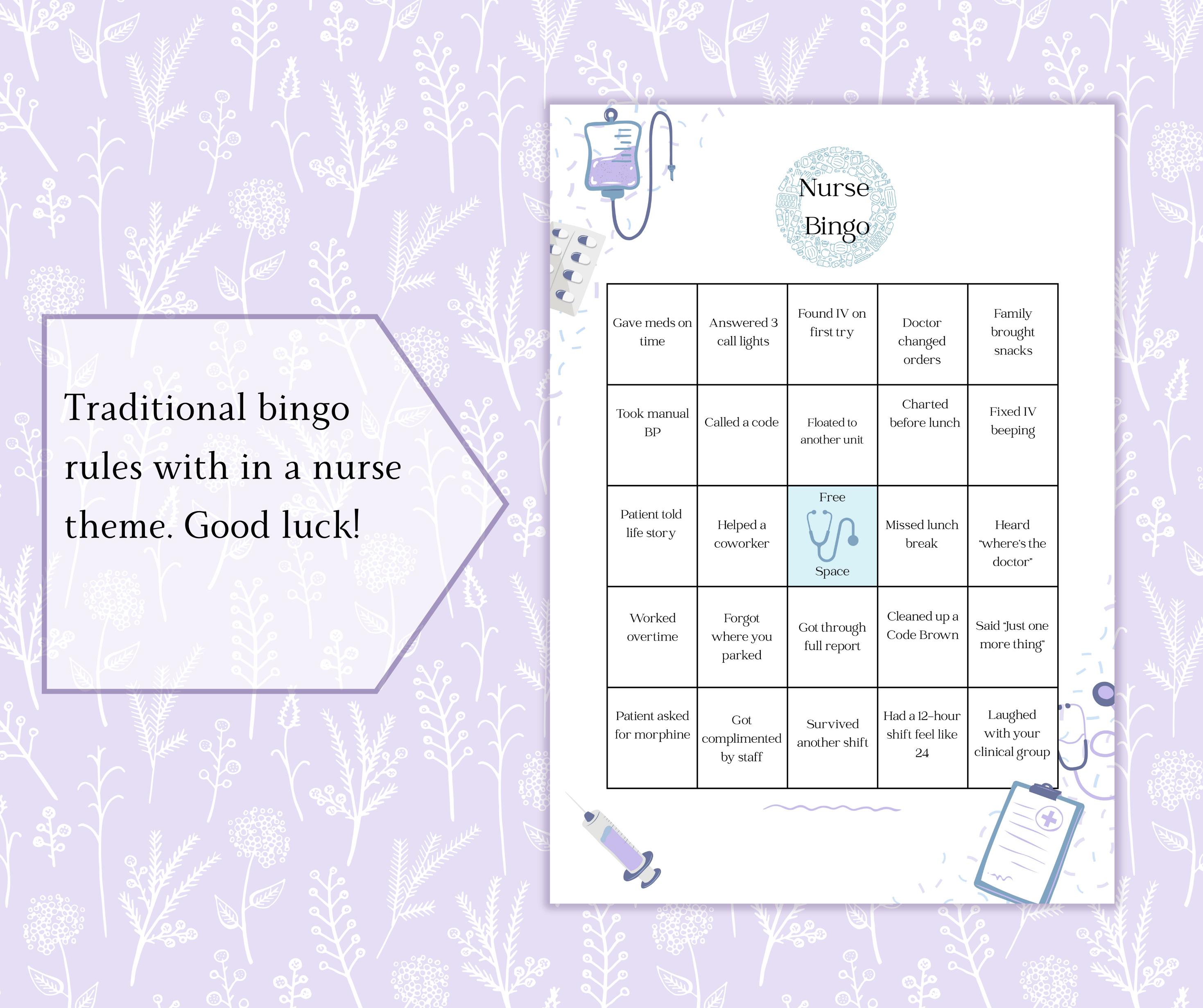 Nursing Bingo Printable PDF | Nurse Bingo Cards Sheet | Nurse Week ...