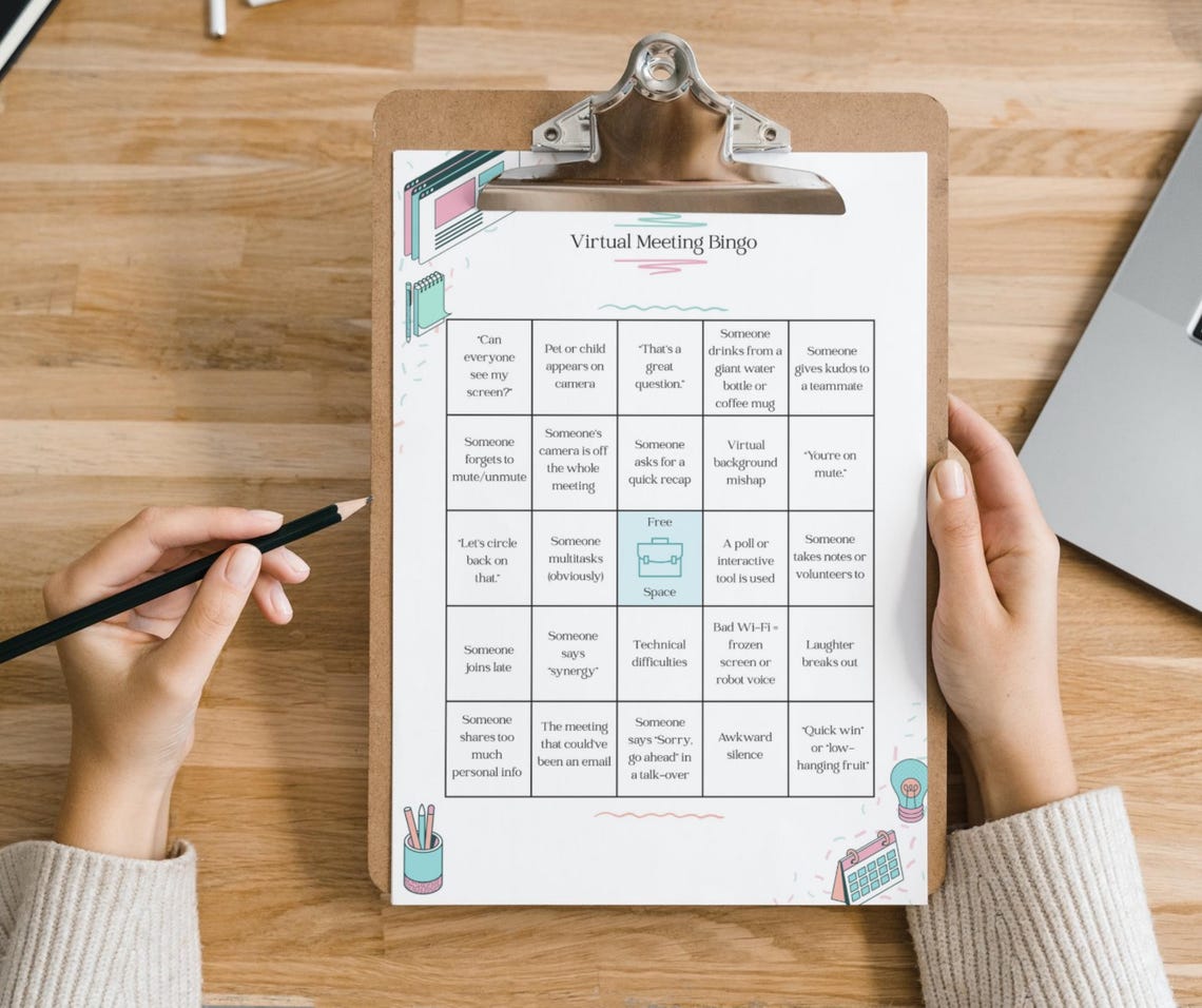 Meeting Bingo Game Printable PDF | Virtual Office Bingo | Employee ...