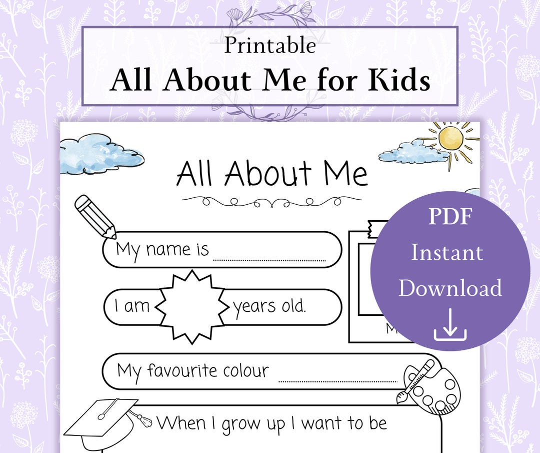 Toddler All About Me Printable PDF | Favorite Things List | Introduce ...