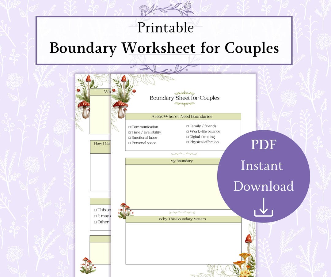 Boundary Worksheet for Couples Printable PDF, Healthy Relationship Boundaries & Communication ...