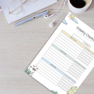 Weekly Checklist for Kids Printable PDF Chore Chart for Kids Weekly ...