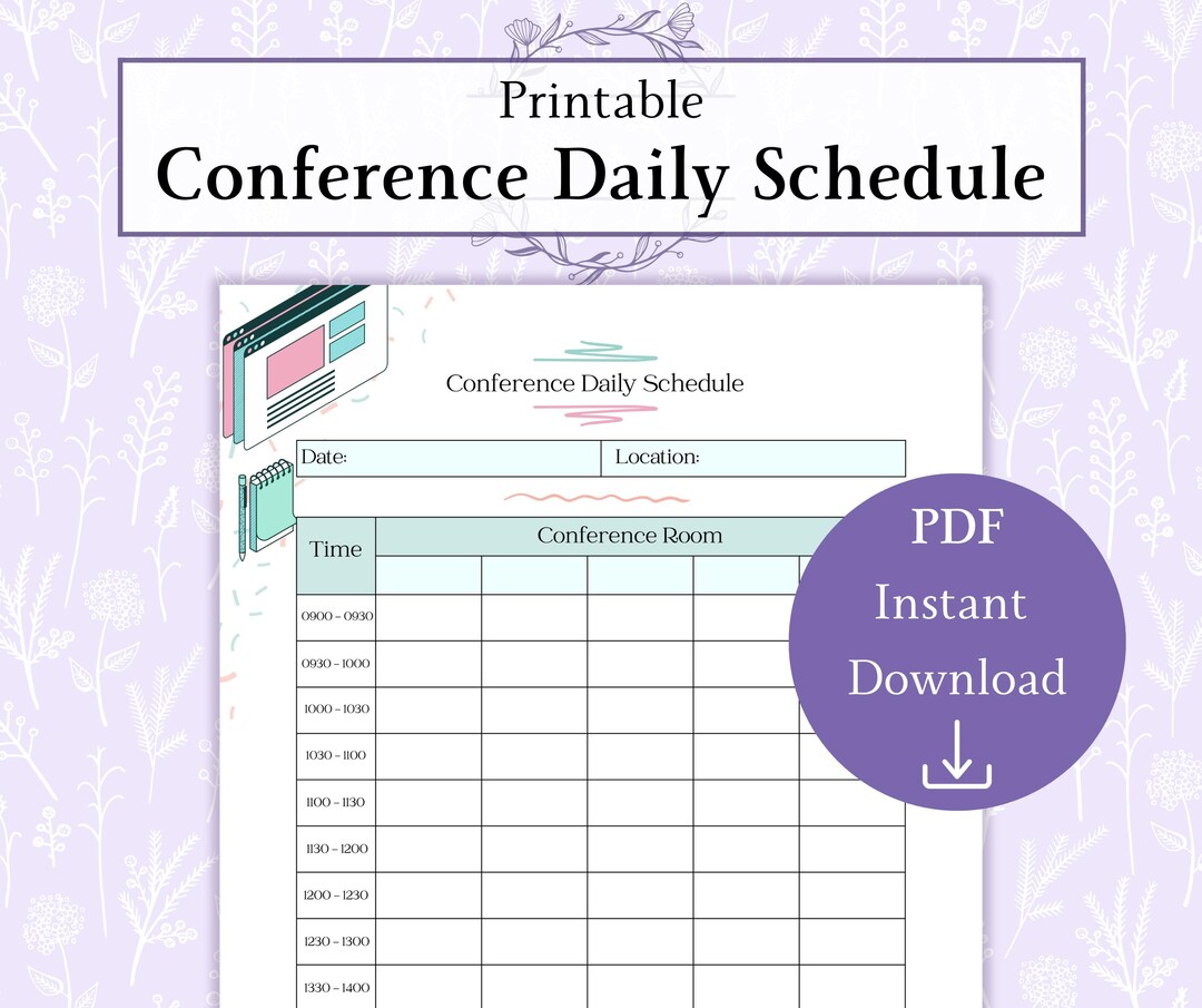 Conference Schedule Printable PDF | Corporate Daily Schedule ...