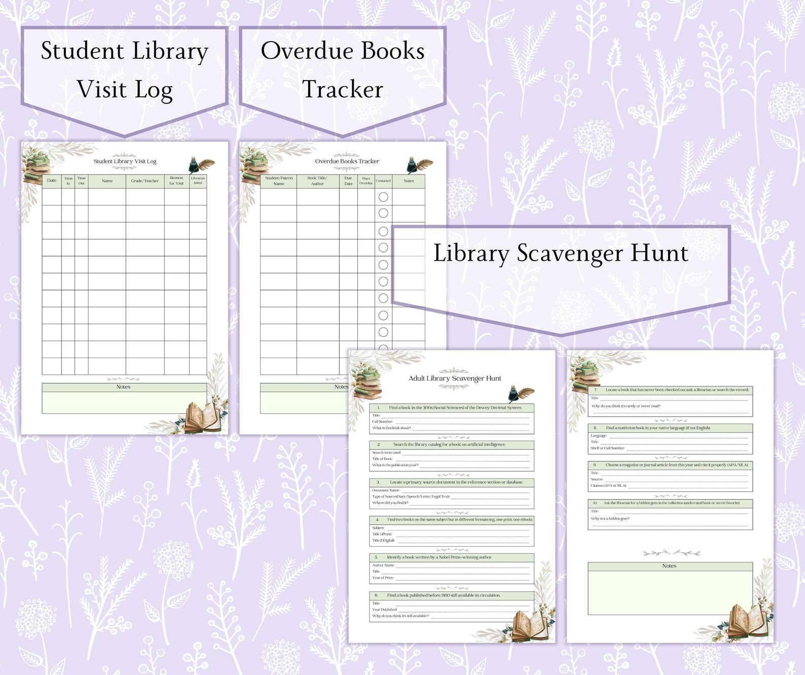 Librarian Forms Bundle Printable PDF | Library Management Form Pack ...