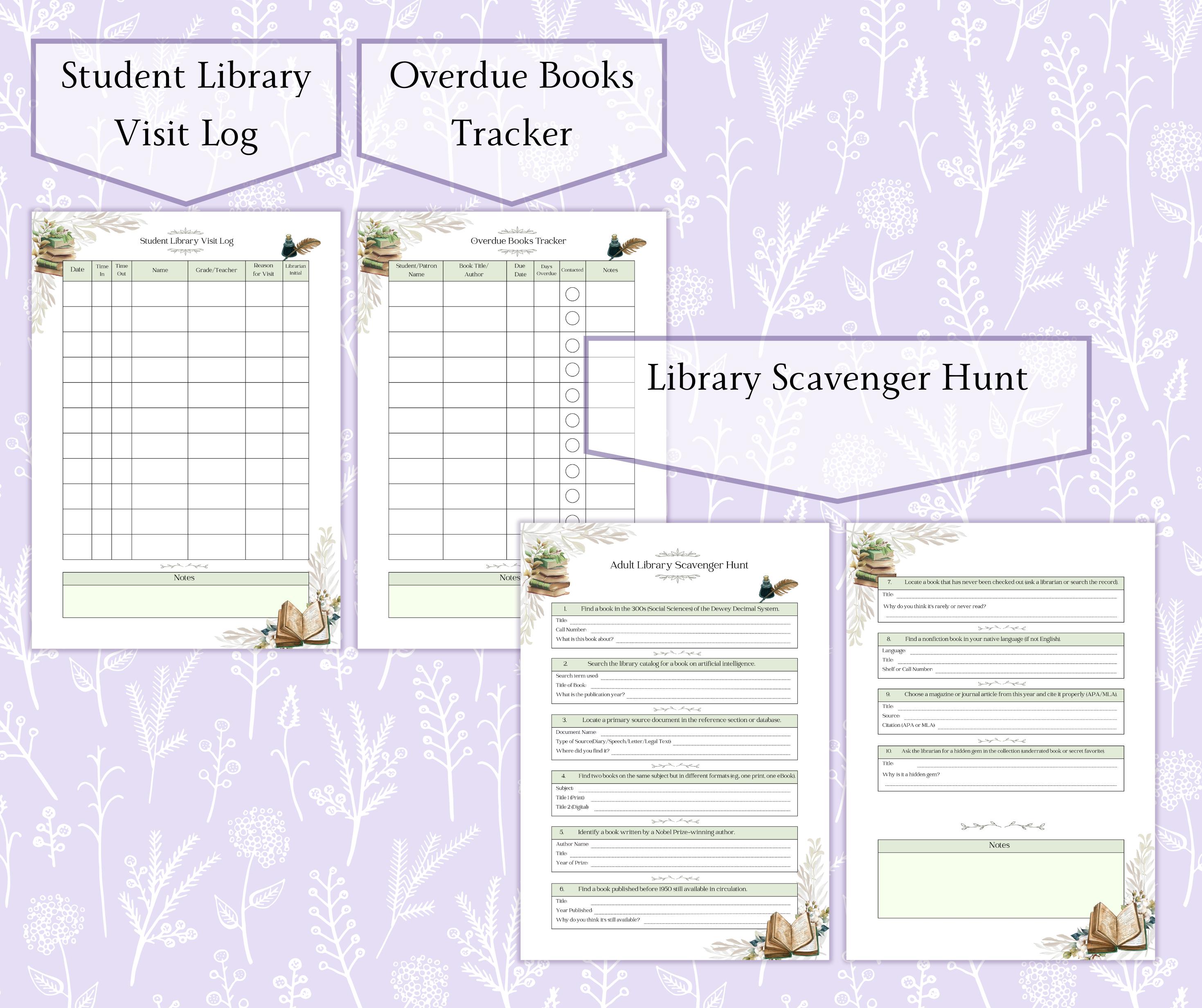 Librarian Forms Bundle Printable PDF | Library Management Form Pack ...