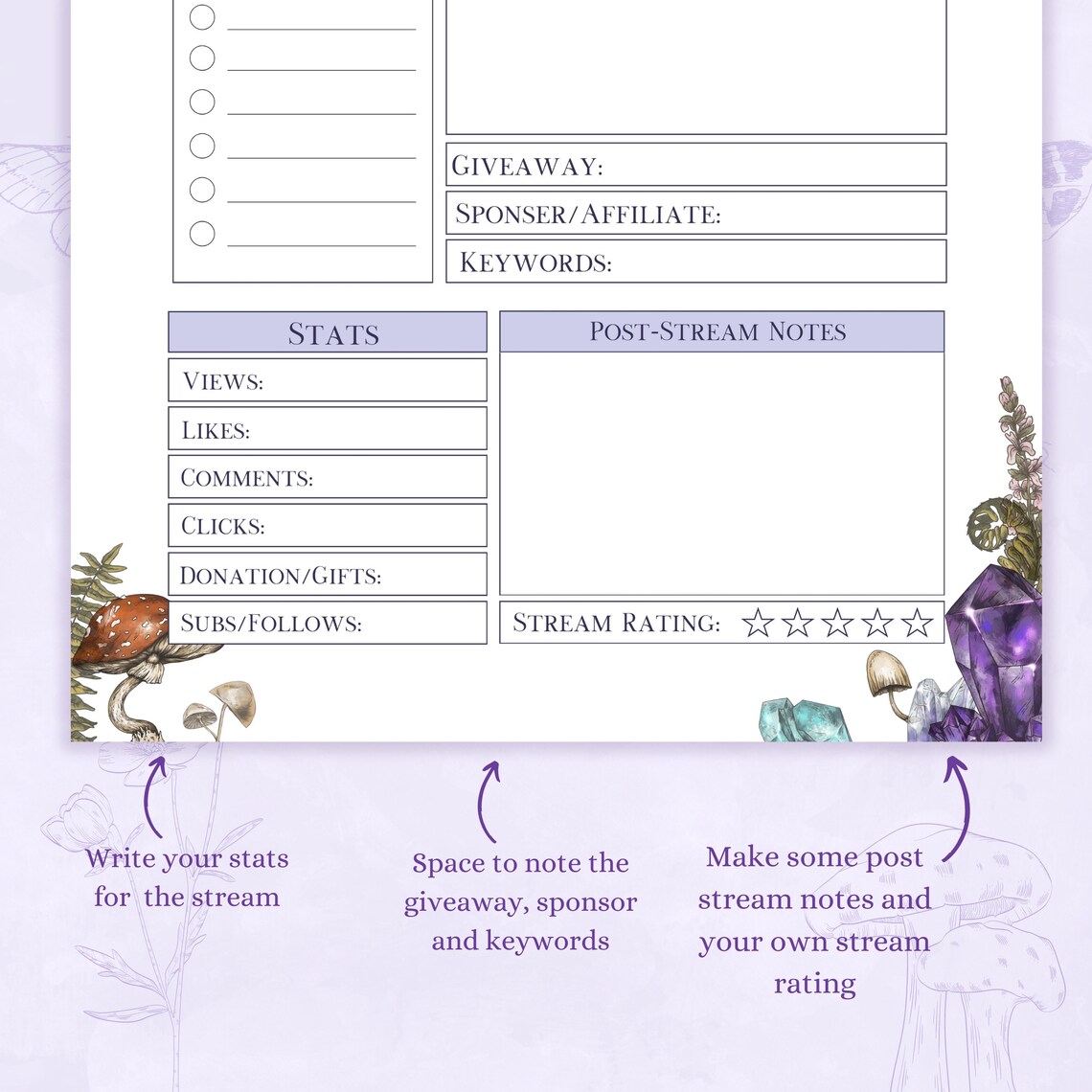 Stream Planner Printable PDF | Witchy Planner | Gaming Planner ...