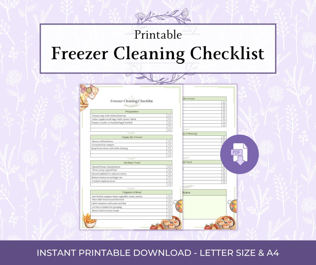 Freezer Cleaning Checklist Printable PDF, Deep Clean Freezer Planner ...