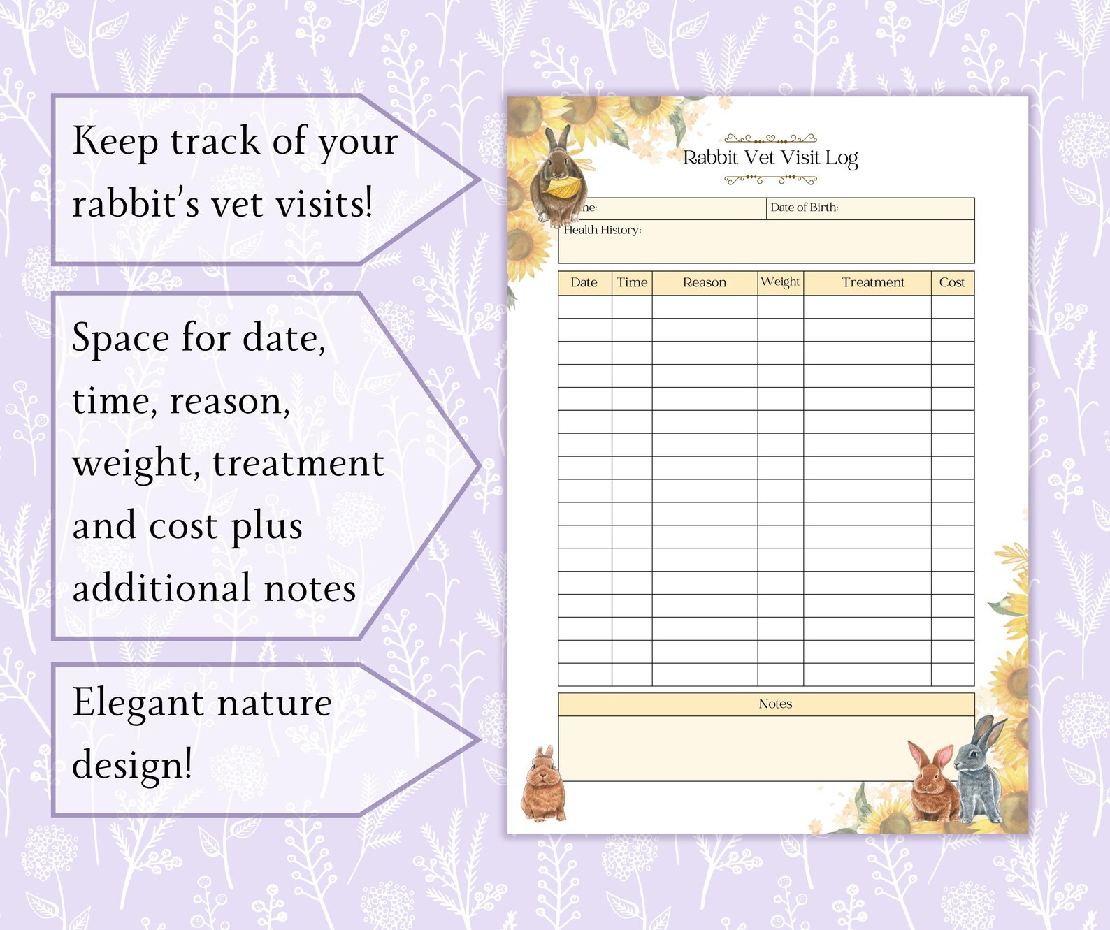 Rabbit Record Keeping Bundle Printable PDF | Rabbit Care Sheet | Bunny ...
