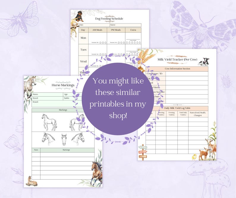 Dairy Farm Milk Tracker Bundle Printable PDF, Cow Milk Yield Log ...