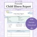 Child Illness Report Printable PDF | Child Care Log | Daycare Illness ...