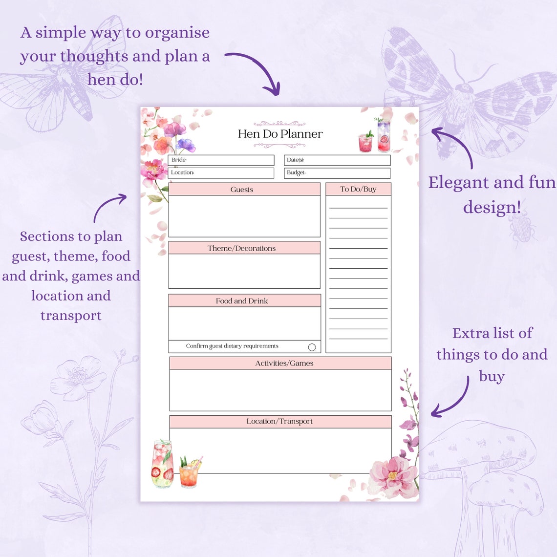 Hen Do Planning Bundle Printable PDF | Hen Do Itinerary | Weekend and ...