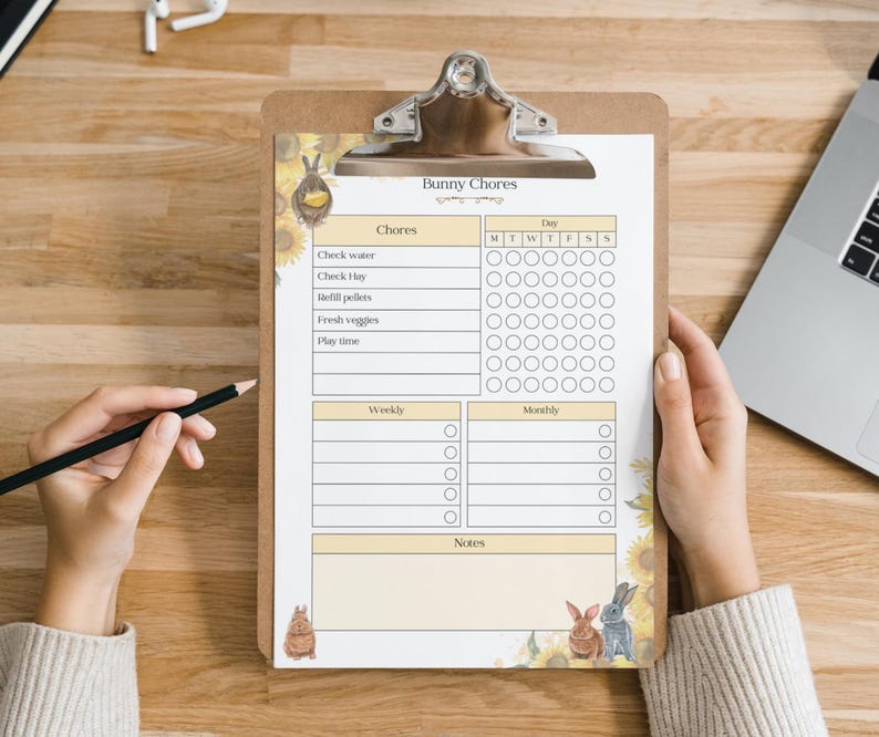 Bunny Chores Printable PDF | Pet Chore Chart | Bunny Tracker | Rabbit ...