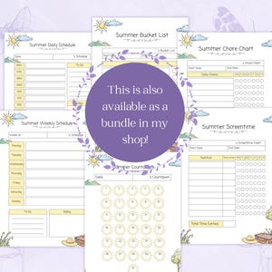 Summer Chore Chart for Kids Printable PDF | Kids Summer Chore List ...