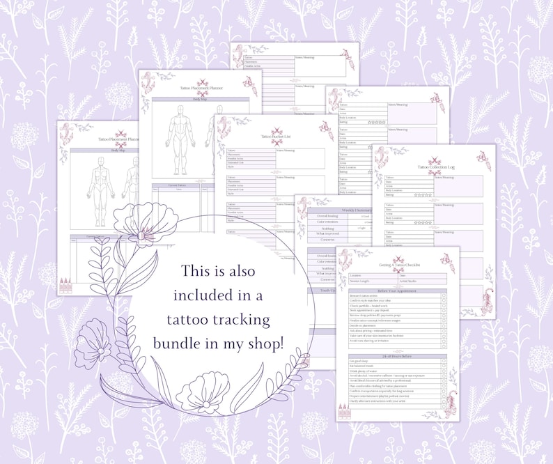 Tattoo Placement Planner Printable PDF, Body Map Tattoo Template ...