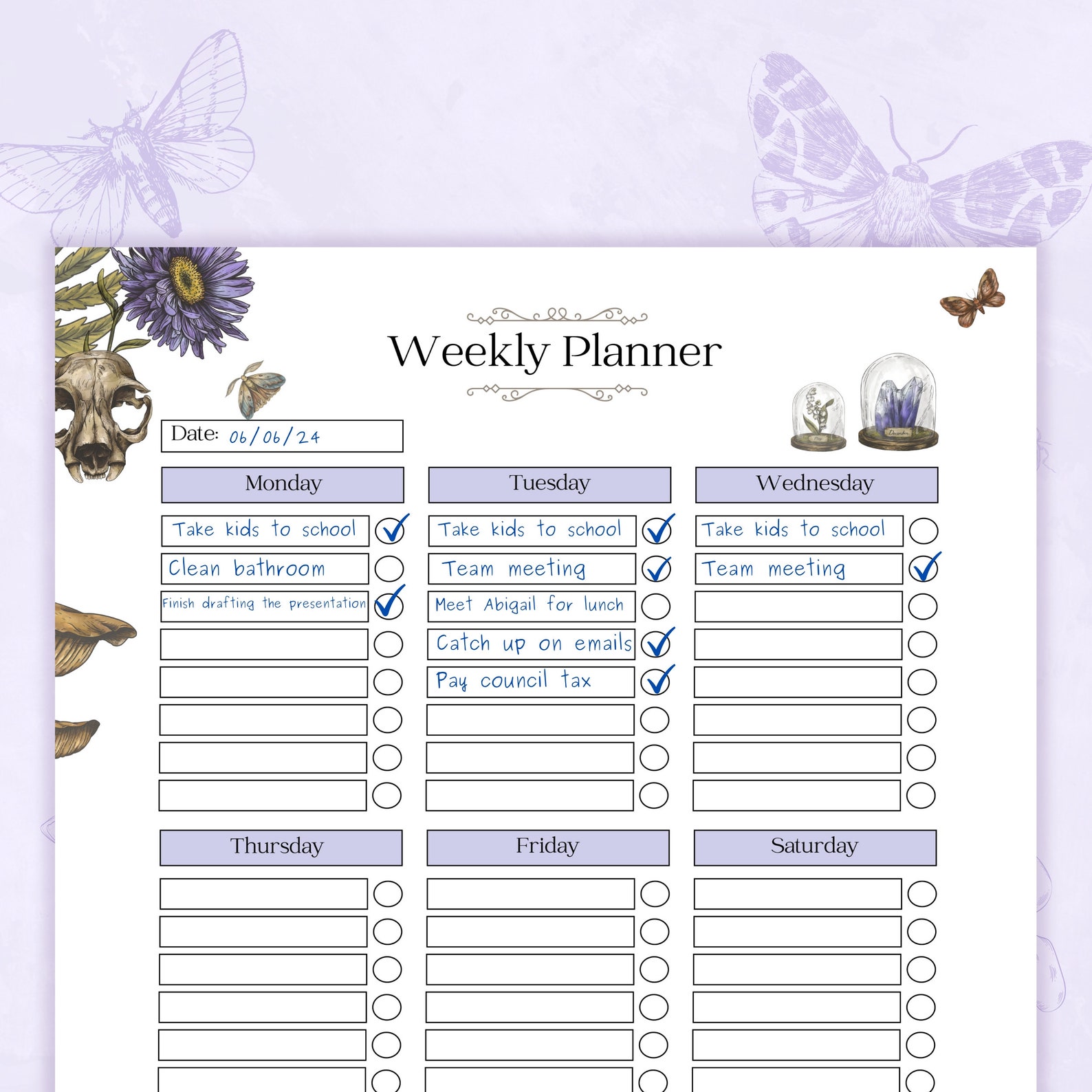 Weekly Witchy Planner Printable PDF | Task Tracker | Checklist Outline ...