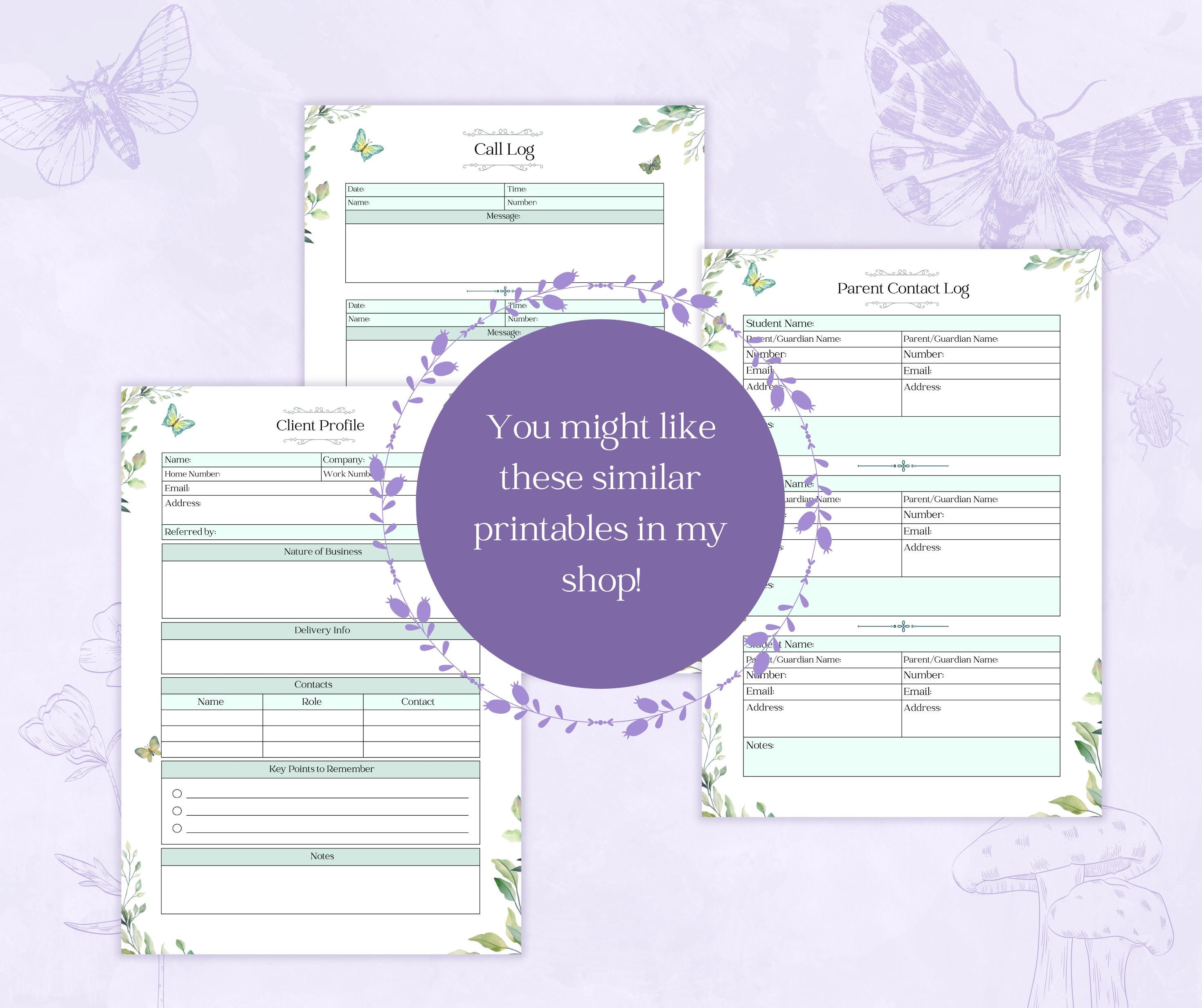 Student Profile Printable PDF | Student Info Sheet | Student Contact ...