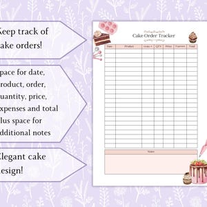 Cake Sales Tracker Printable PDF | Food Order Tracker | Cake Order ...
