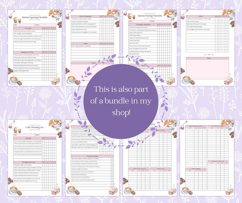 Barista Opening Checklist Printable PDF | Cafe Checklist | Server ...