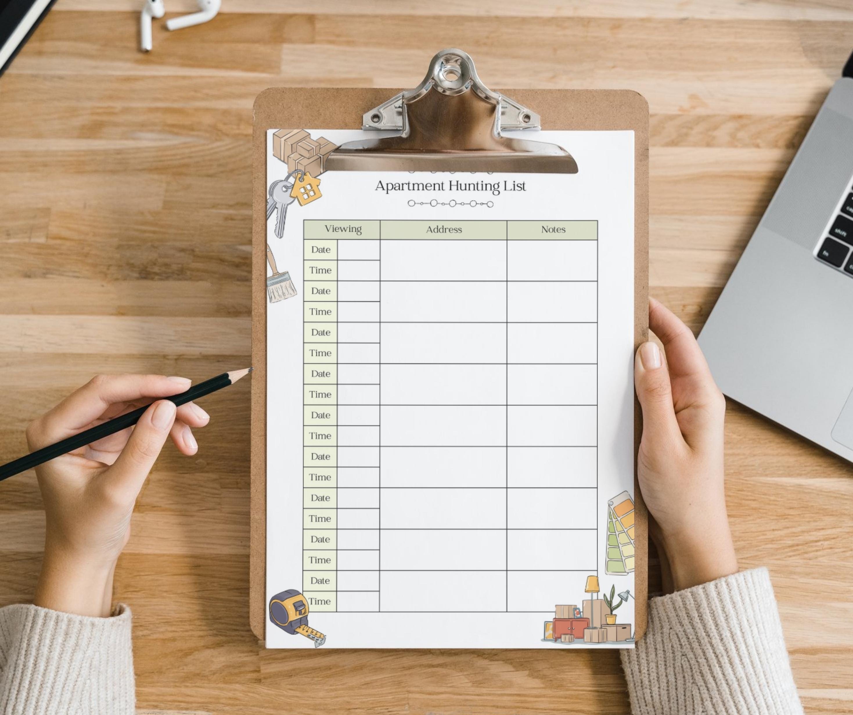 Apartment Hunting List Printable PDF | House Hunting List | Apartment ...