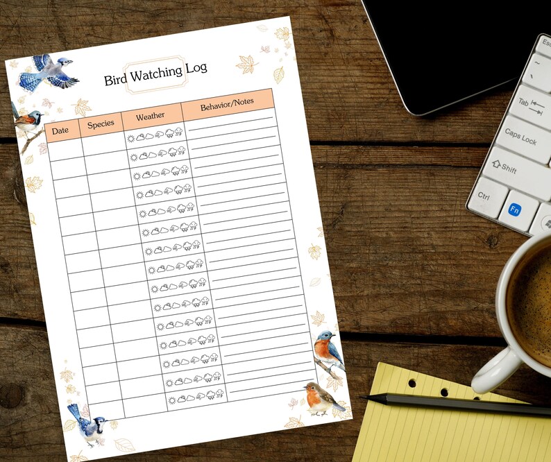 Bird Watching Log Printable PDF | Bird Nerd | Bird Diary | Bird ...