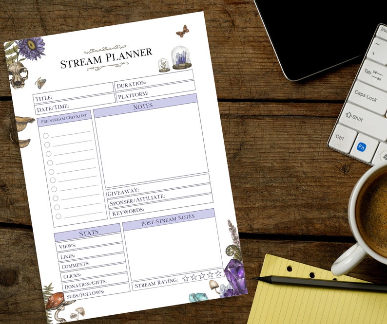 Stream Planner Printable PDF | Witchy Planner | Gaming Planner ...