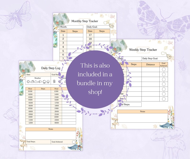 Daily Step Log Printable PDF | Walking Diary Step Record | Step Log ...