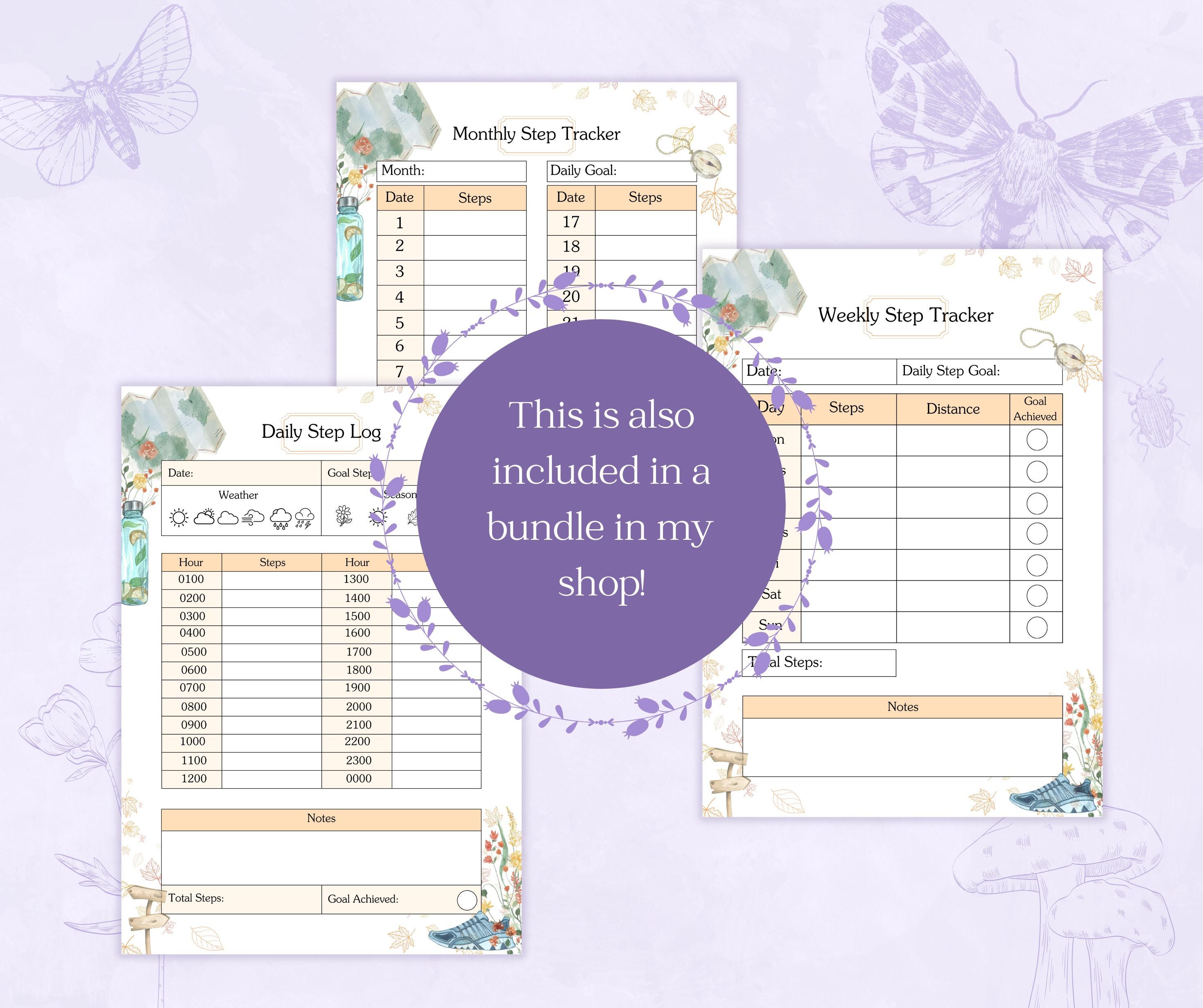Daily Step Log Printable PDF | Walking Diary Step Record | Step Log ...