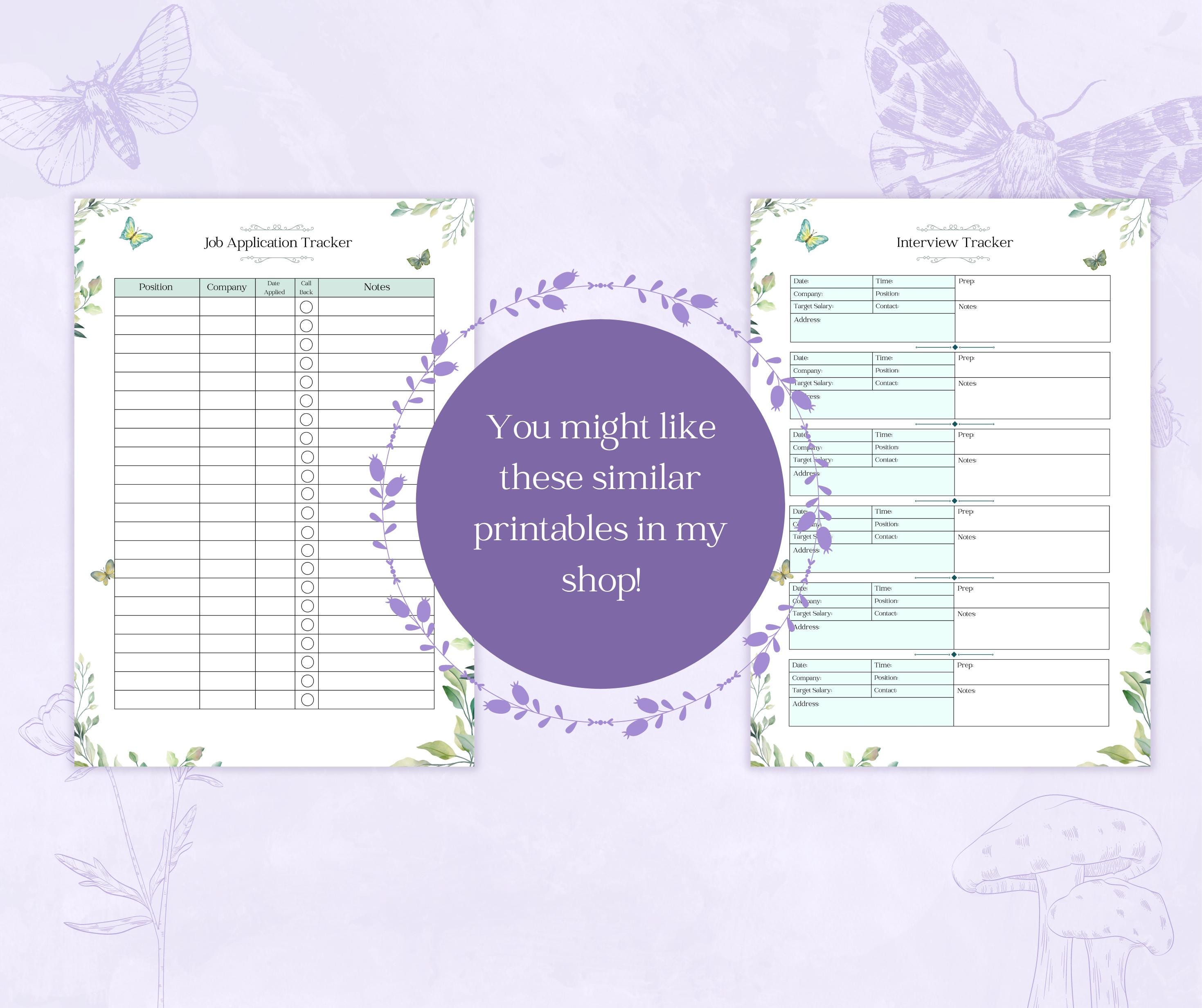 Job Interview Planner Printable PDF | Interview Tracker | Interview ...