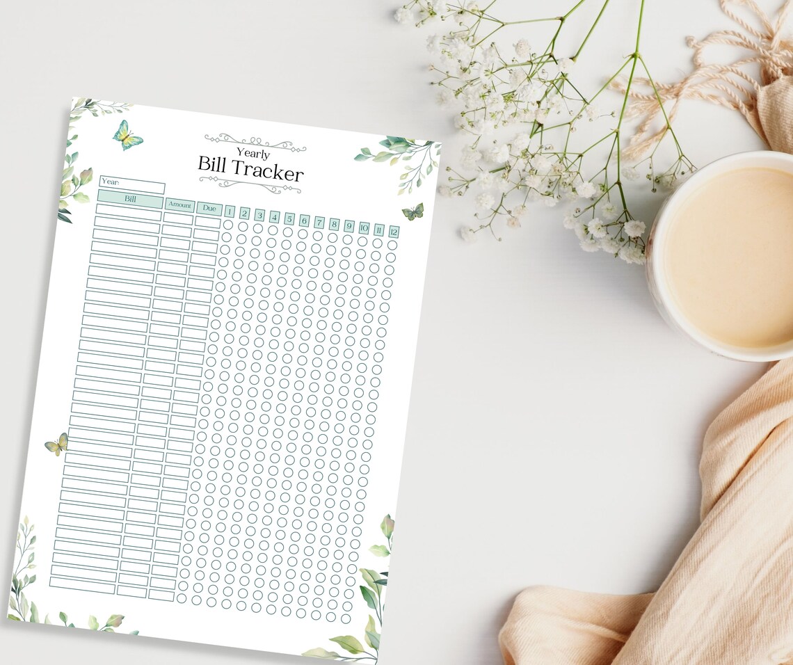 Yearly Bill Tracker Printable PDF Payment Tracker Finance Tracker Money ...