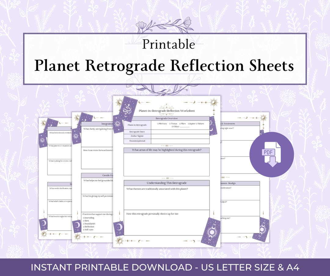 Planet Retrograde Reflection Workbook Printable PDF, Mercury Retrograde ...