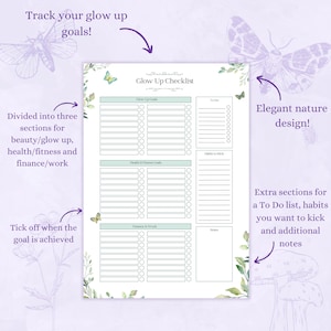 Glow up Checklist Printable PDF | Glow up Planner | Wellness Journal ...